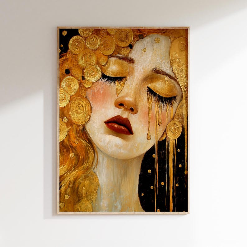 Gustav Klimt - Golden Tears | Vintage Woman Oil Painting, Unique Home ...