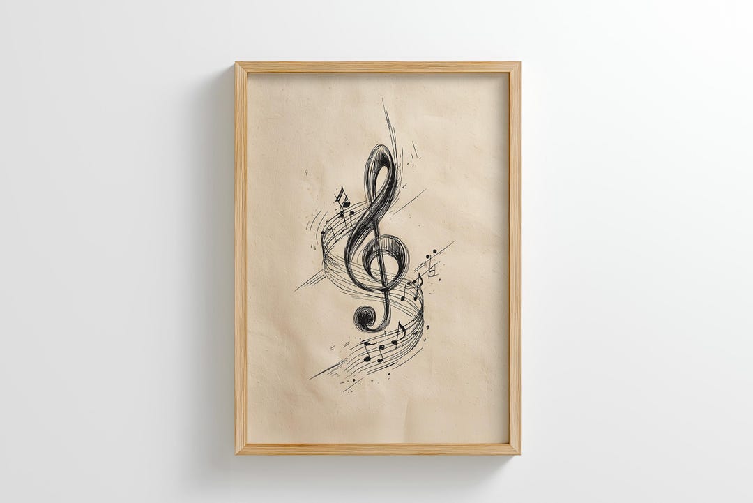 Abstract Music Sketch Wall Art | Music Corner Decor (digital Products ...