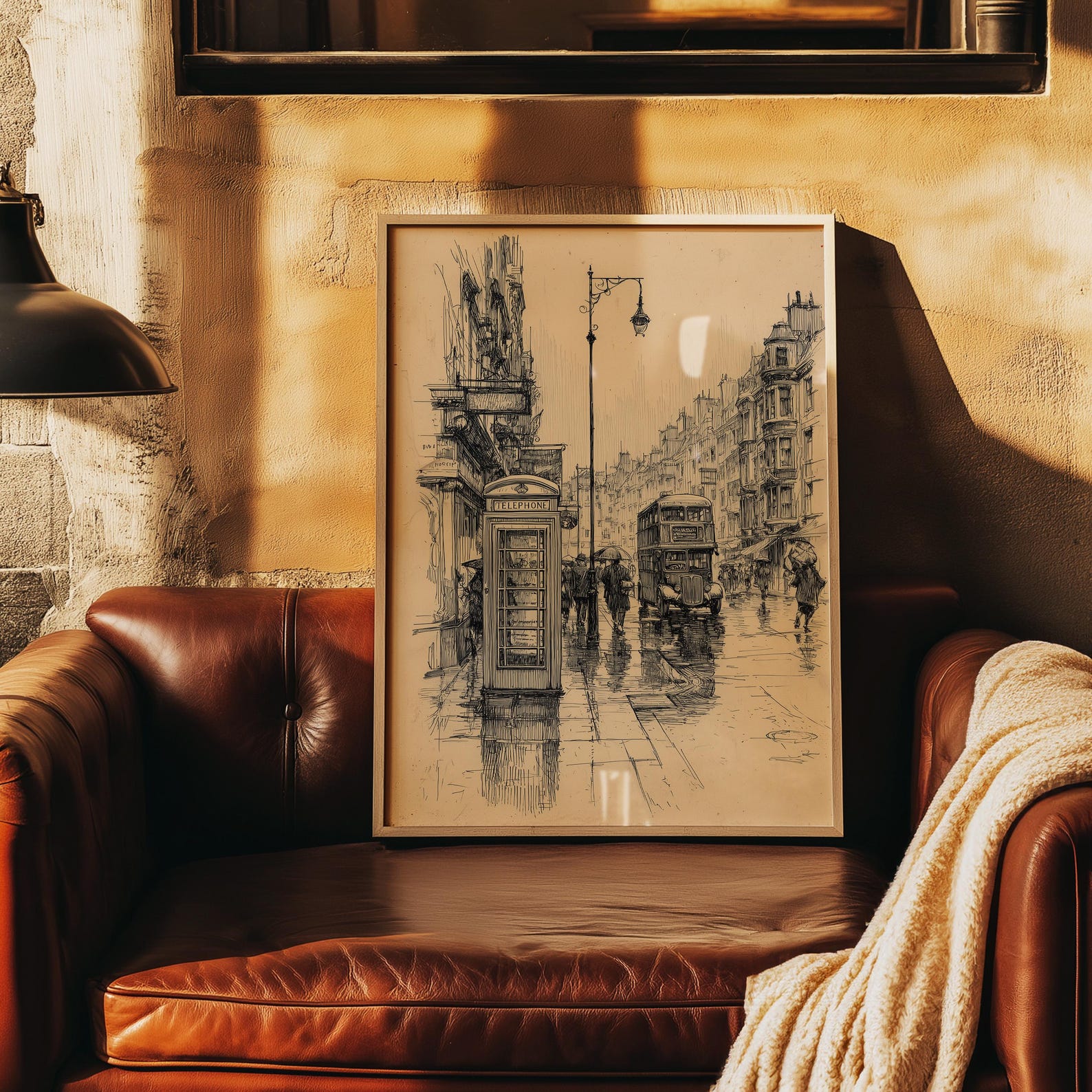 Nostalgic London Sketch Print | Landscape Line Drawing Wall Art ...