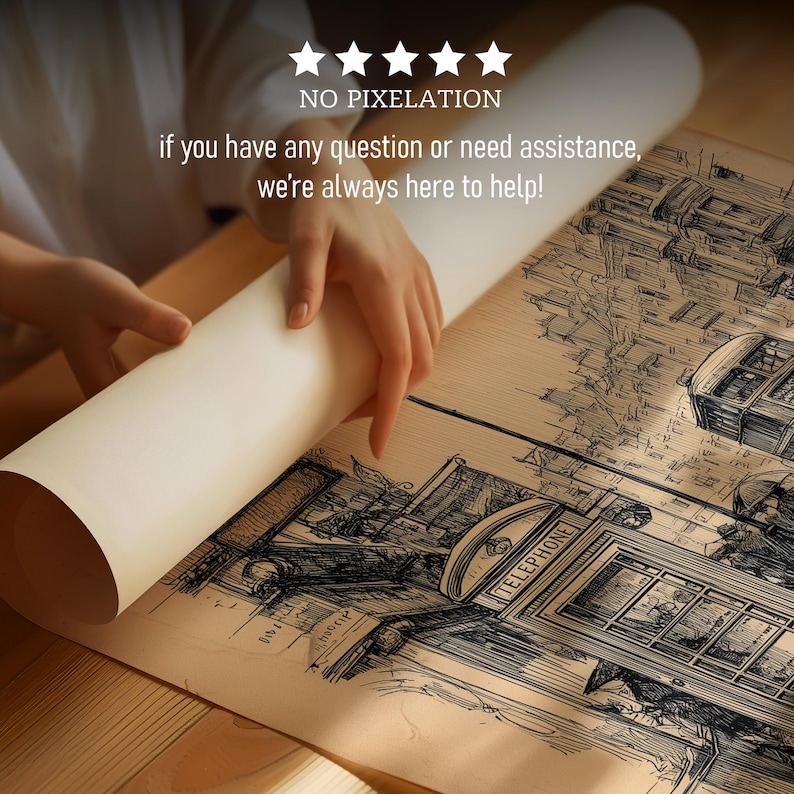 Nostalgic London Sketch Print | Landscape Line Drawing Wall Art ...