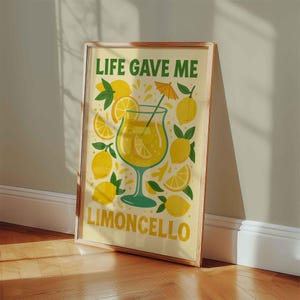 Limoncello Wall Art Printable, Lemon Cocktail Digital Download, Retro ...