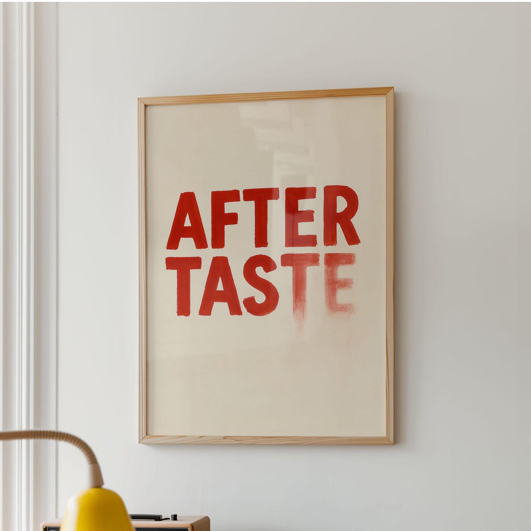 After Taste Typography Wall Art, Bold Red Brush Lettering Poster ...