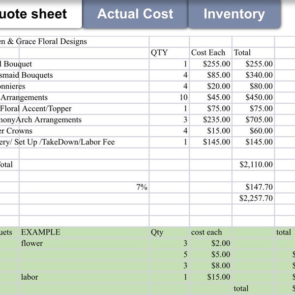 Flower Spreadsheet - Etsy