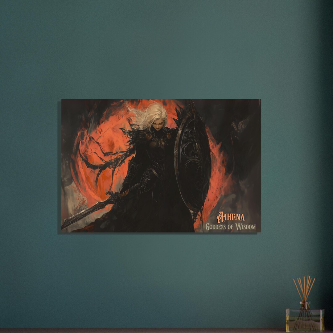 Dark Fantasy Athena Poster | Greek Mythology Art Print | Glossy Premium ...