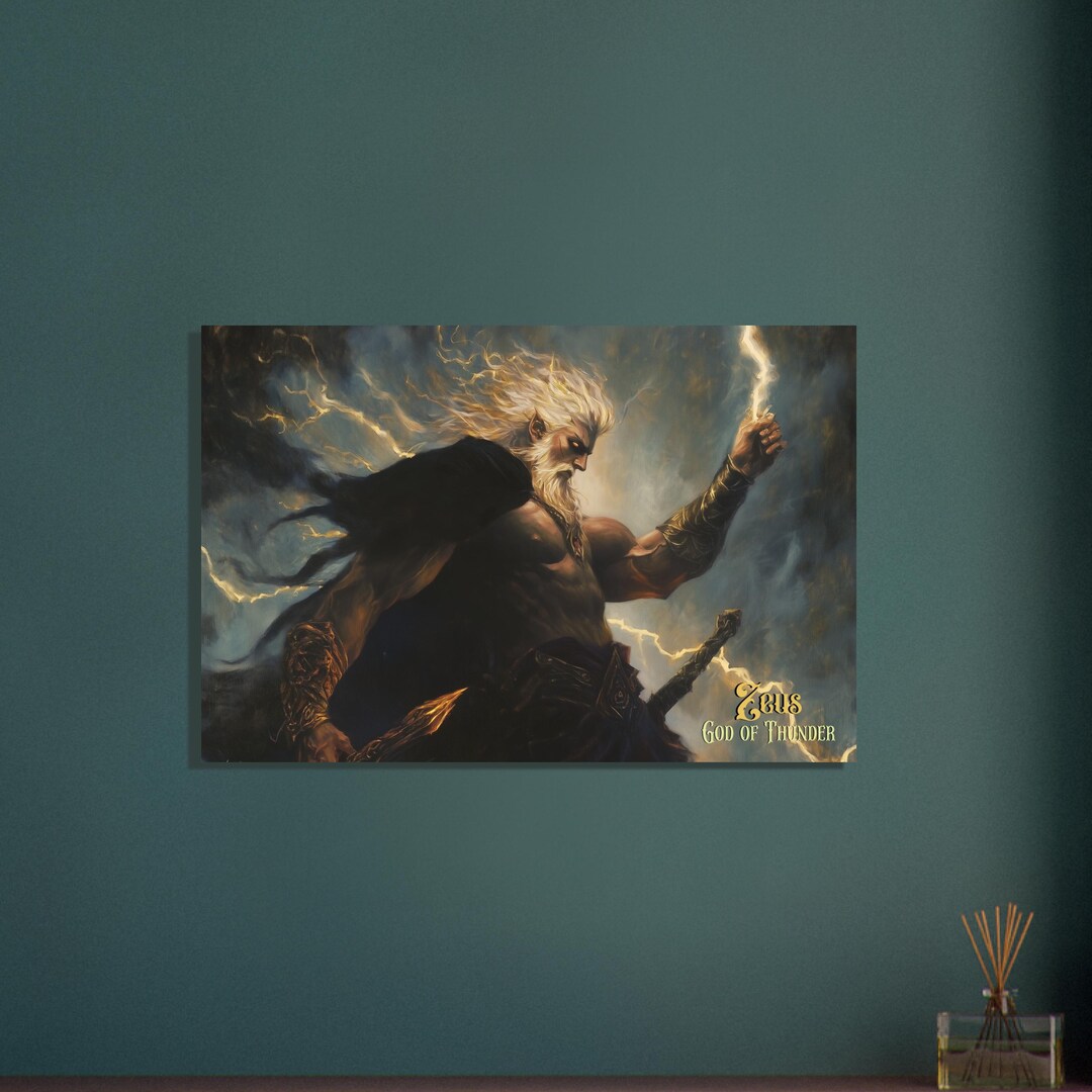 Dark Fantasy Zeus Poster | Greek Mythology Art Print | Glossy Premium ...