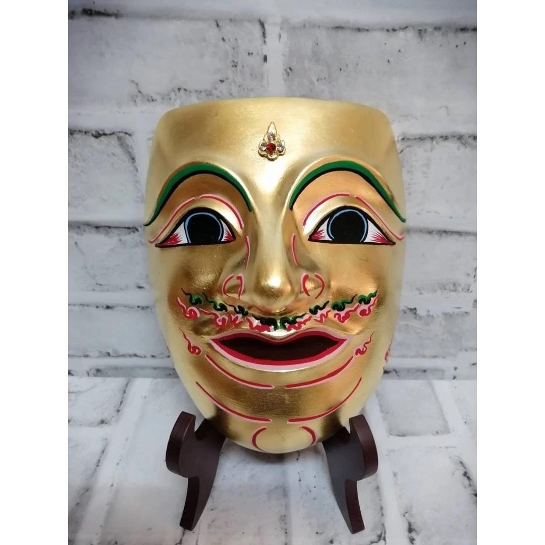 Premium Thai Phra Lak Gold Leaf Mask – Nha Na Thong, Fantasy Decor ...