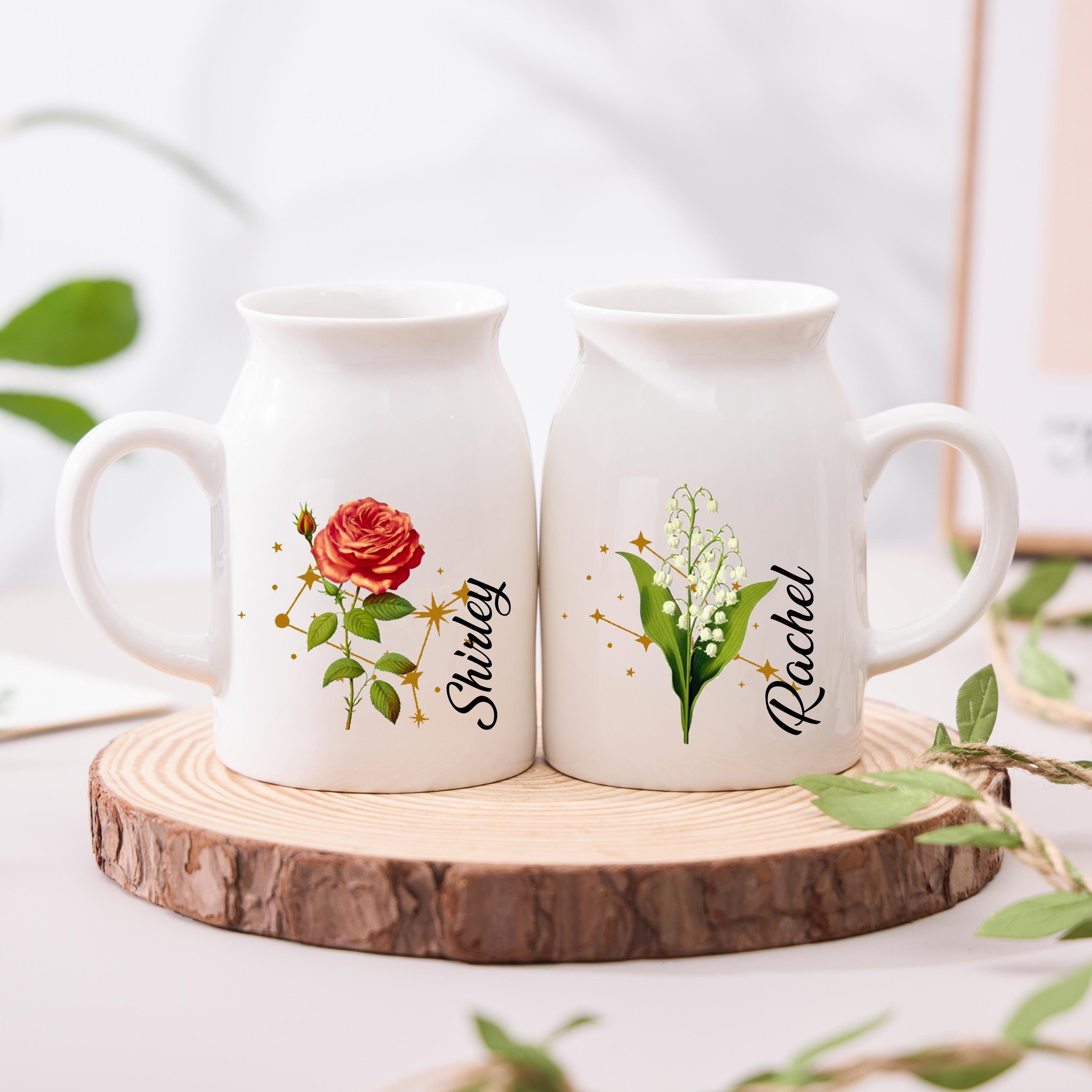 Personalized Birth Flower Vase,zodiac Sign Vase,flower Vase With ...