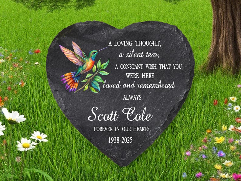 A Silent Tear Memorial Garden Stone, Sympathy Gift, Slate Grave Marker ...