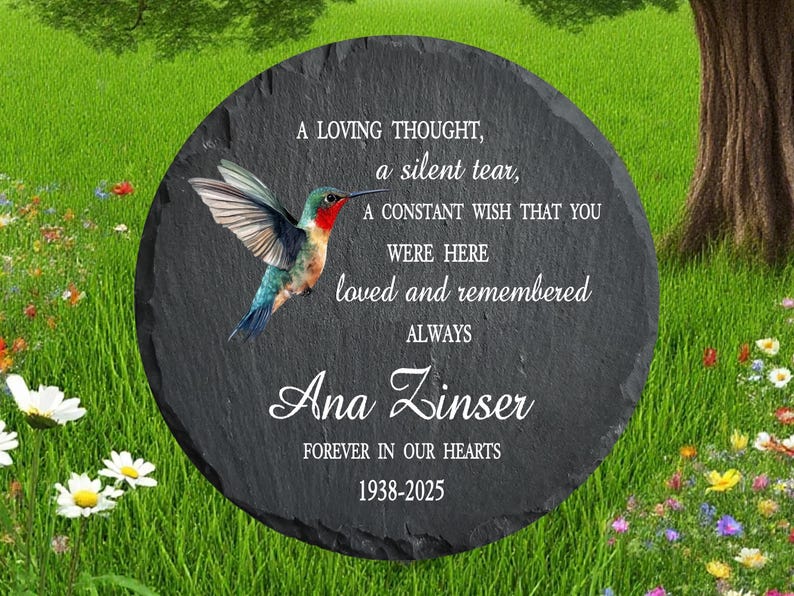 A Silent Tear Memorial Garden Stone, Sympathy Gift, Slate Grave Marker ...