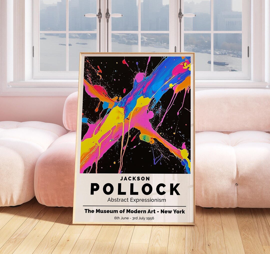 Jackson Pollock Poster - Colourful Art Print - Neon Splatter Modern Art ...
