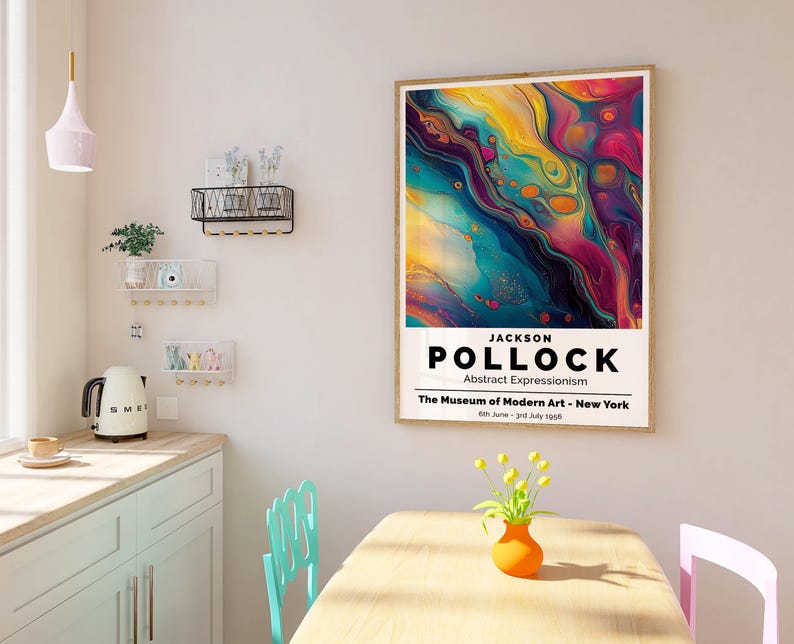 Jackson Pollock Abstract Art Print – Rainbow Fluid Poster - Etsy