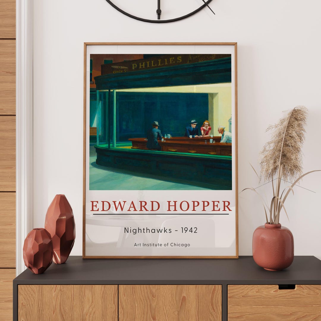 Edward Hopper Print, Nighthawks 1942, Edward Hopper Poster, Famous Wall ...