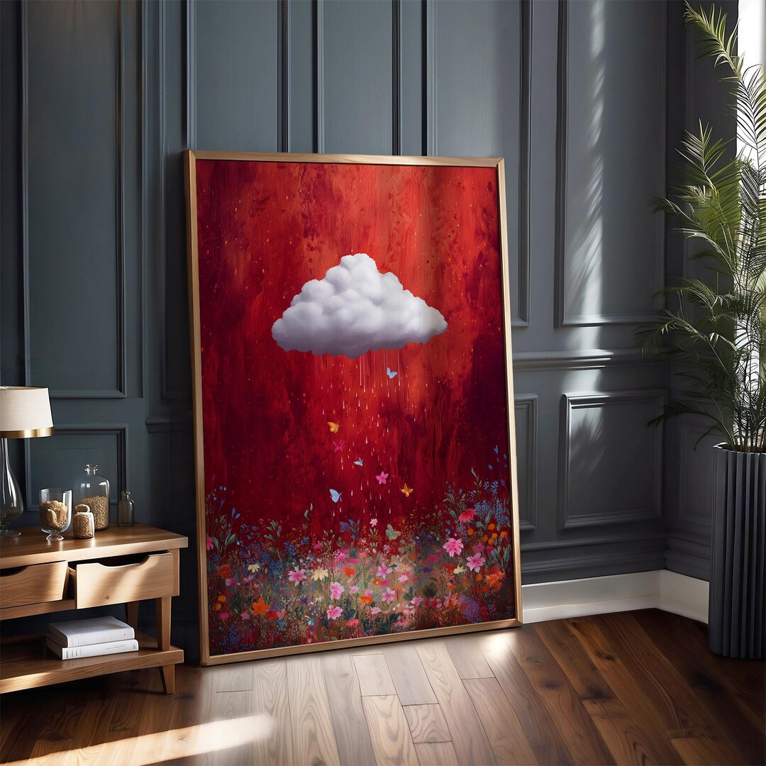 Red Cloud Print · Floral Cloud Wall Art · Abstract Poster · Minimalist ...