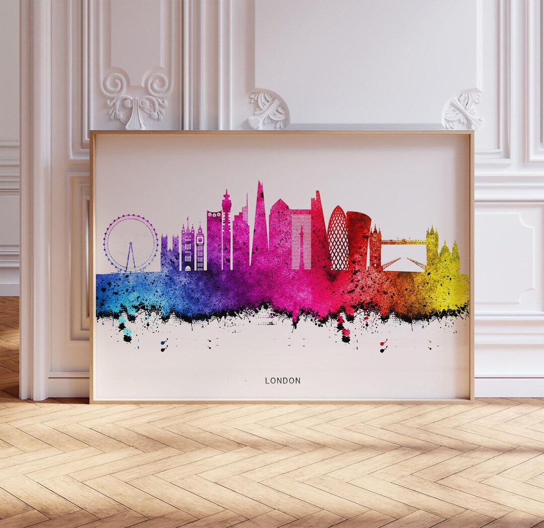 London Skyline Print, Colourful City Wall Art, Modern Poster - Etsy