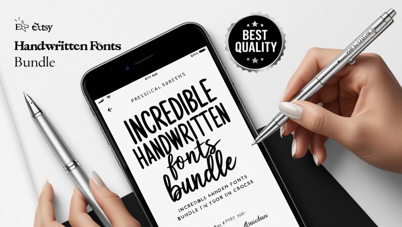 Incredible Handwritten Fonts Bundle Script Fonts Cute Fonts Crafting ...