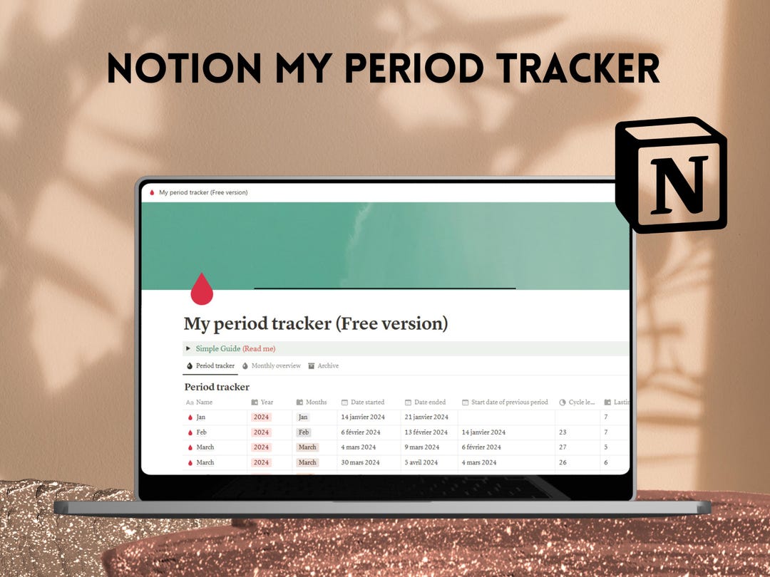 Period Tracker Notion Template Cycle Tracker Fertile Window Calculator Menstrual Calendar ...