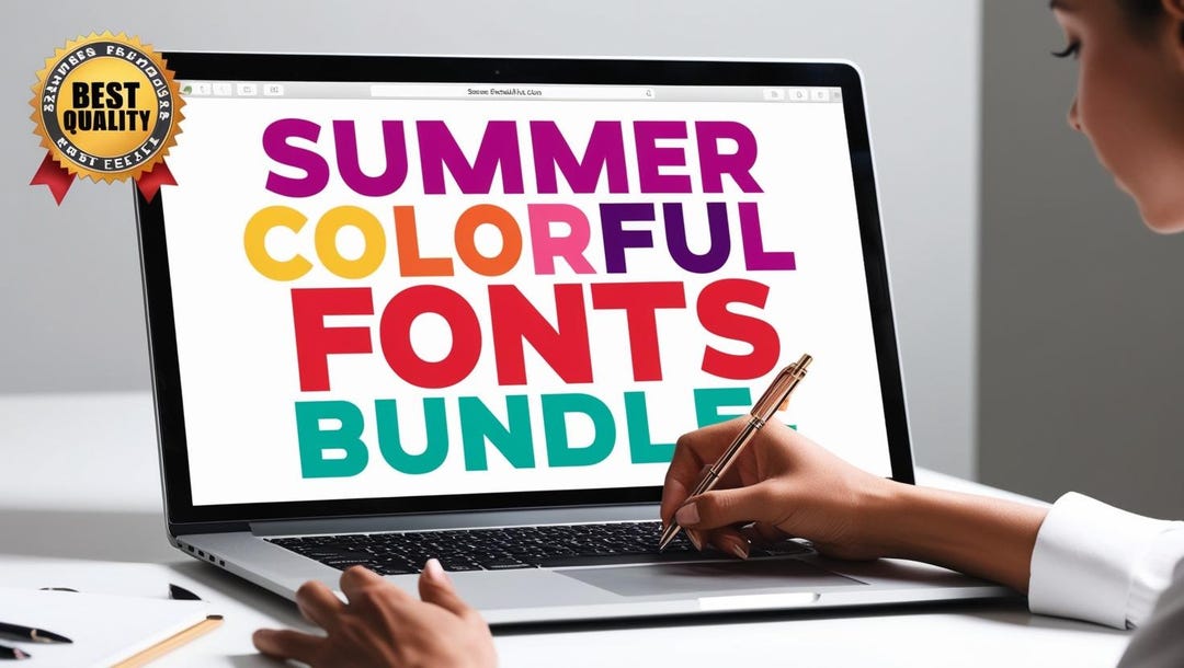 20 Summer Fonts Bundle Colorful Fonts OTF TTF PNG Summertime Fonts ...