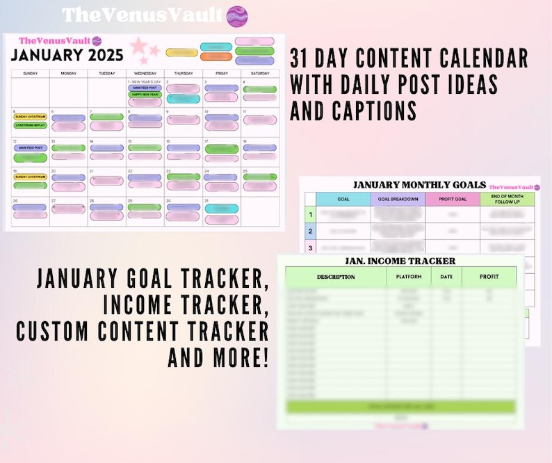 JANUARY 2025 ONLYFANS Content Bundle | Fansly Cam Girl or Adult Creator Monthly Planning ...