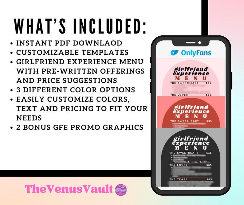 ONLYFANS GFE MENUS | Girlfriend Experience Menu and Promo Graphic ...