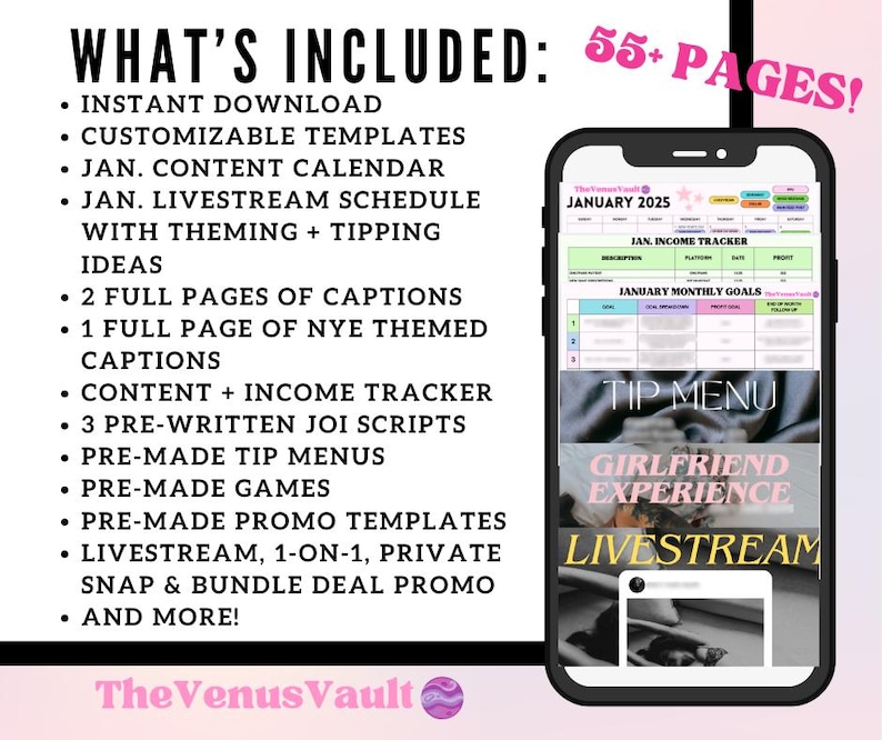 JANUARY 2025 ONLYFANS Content Bundle | Fansly Cam Girl or Adult Creator Monthly Planning ...
