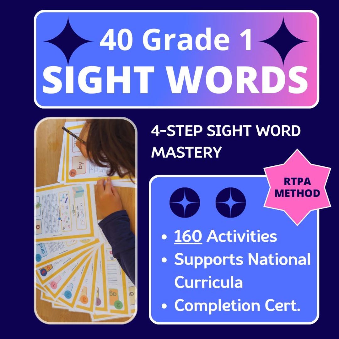 40 Dolch Grade 1 Sight Words Bundle - Etsy