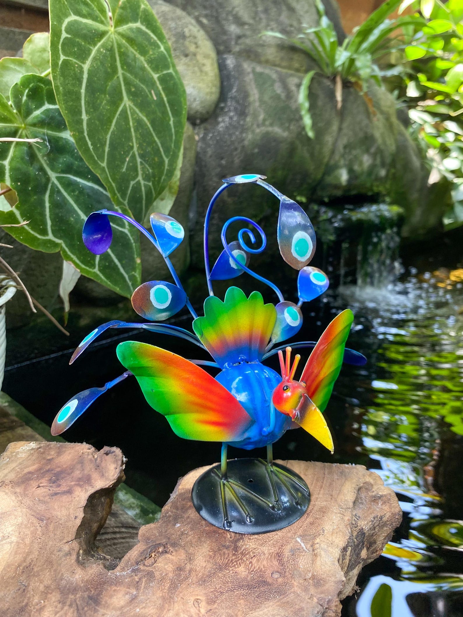 Handmade Metal Peacock Sculpture: Colorful Home & Garden Decor - Etsy