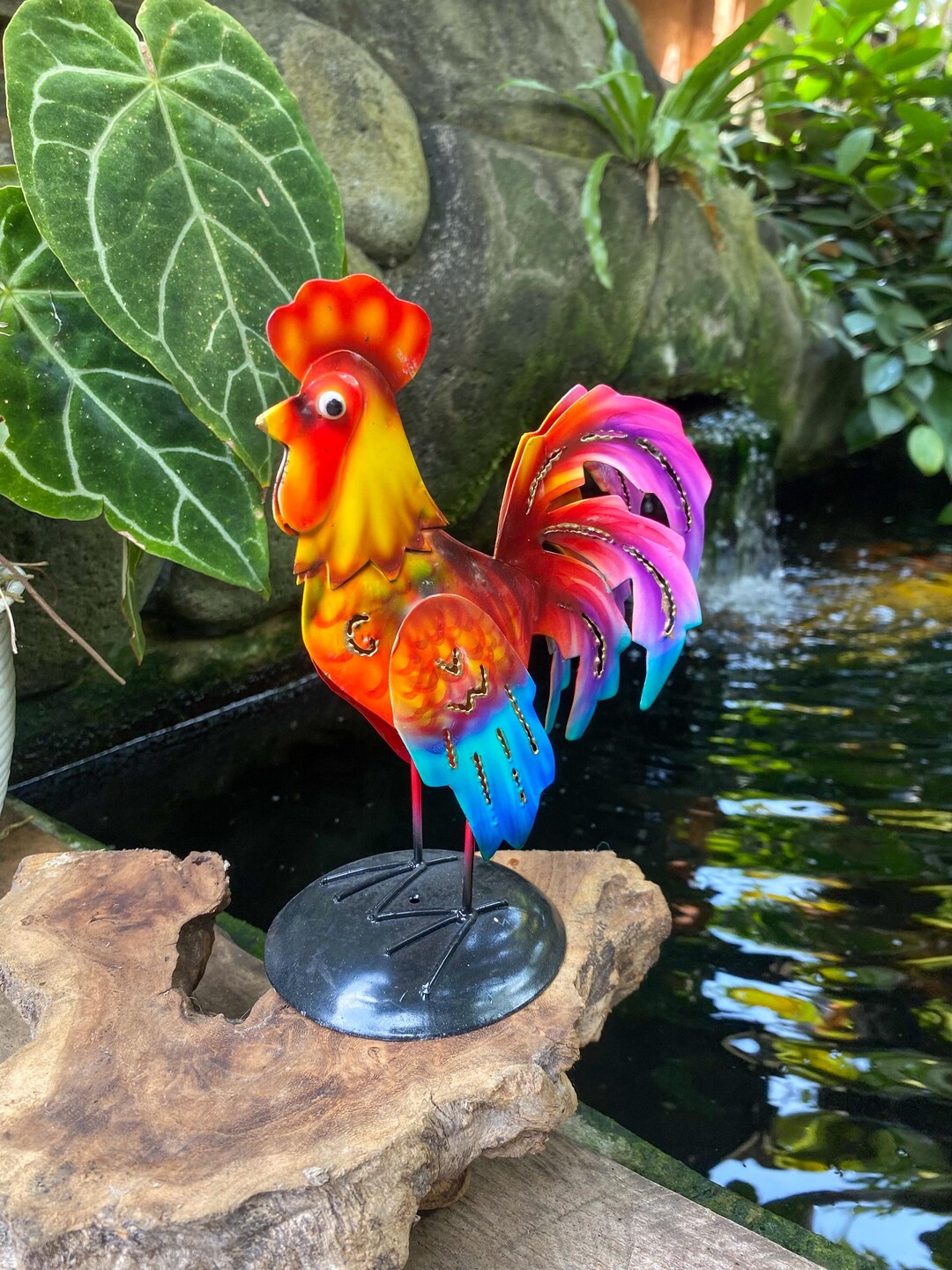 Handcrafted Colorful Metal Rooster Sculpture: Farmhouse Decor - Etsy