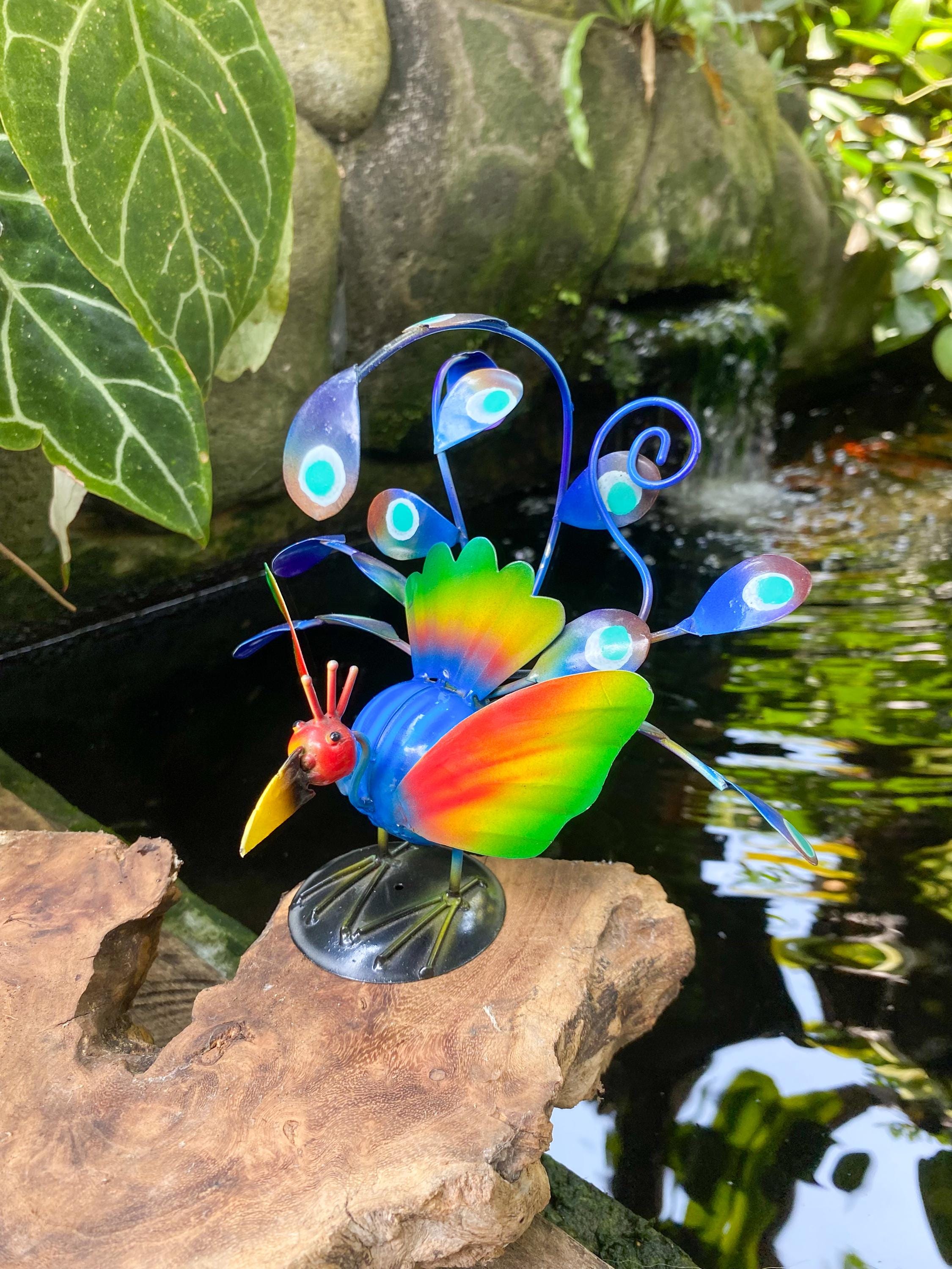 Handmade Metal Peacock Sculpture: Colorful Home & Garden Decor - Etsy