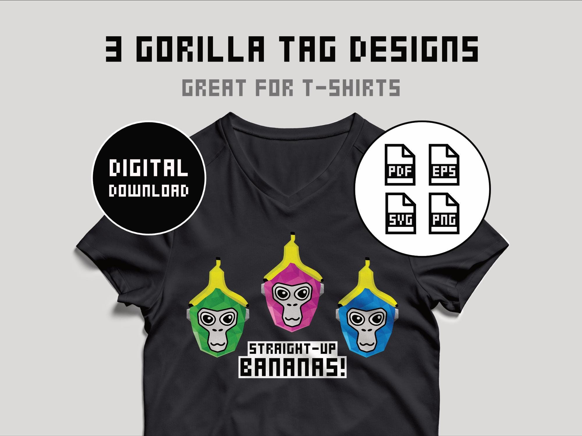 3 Gorilla Tag Designs - Banana Monkes - Etsy