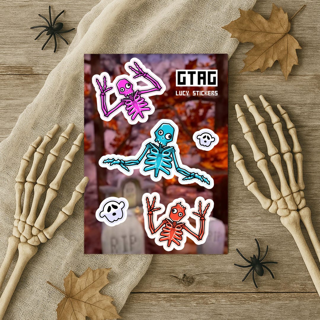 Lucy the Skeleton Ghost Gorilla Tag-inspired Sticker Sheet - Etsy