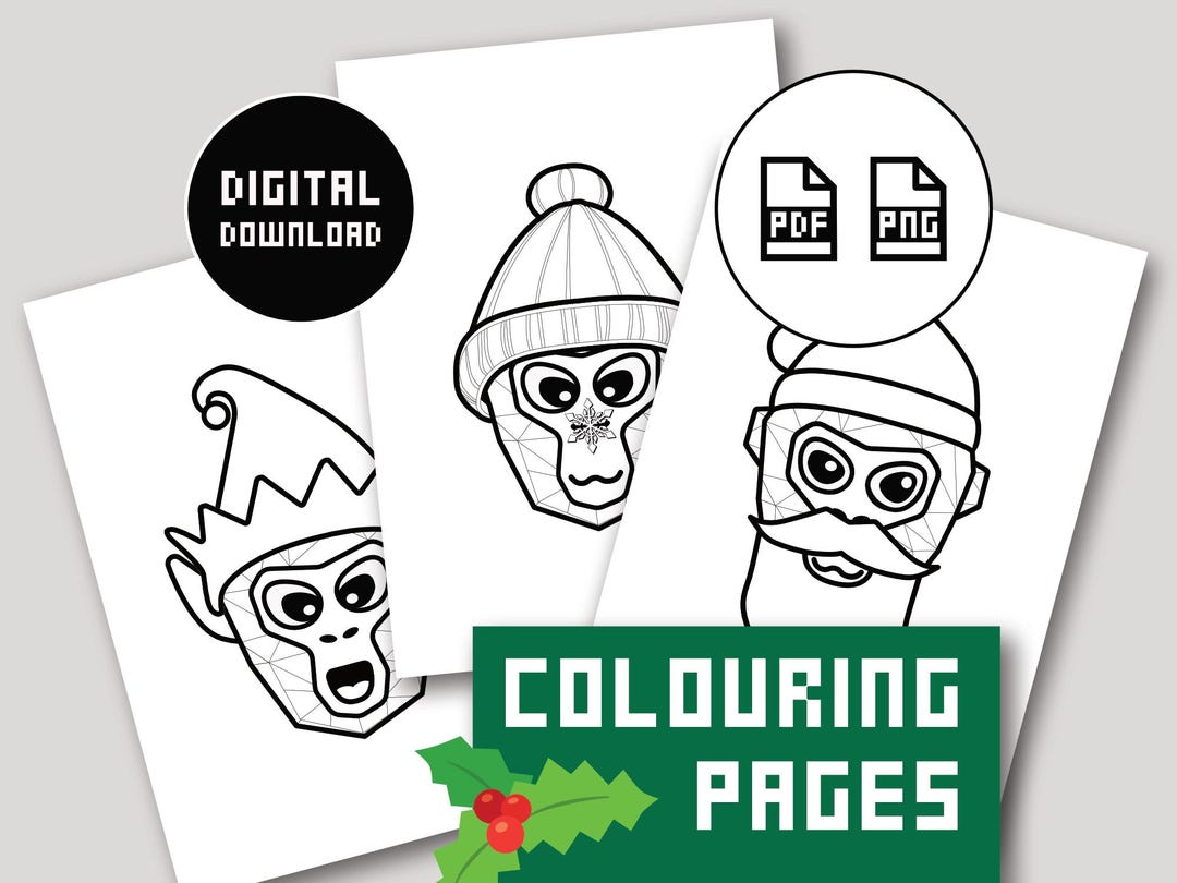 5 Christmas-themed Gorilla Tag Colouring Pages - Etsy