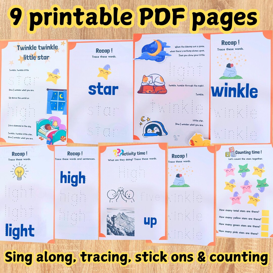 Twinkle Little Star Toddler Busy Activity Book for Kid Printable Sing ...