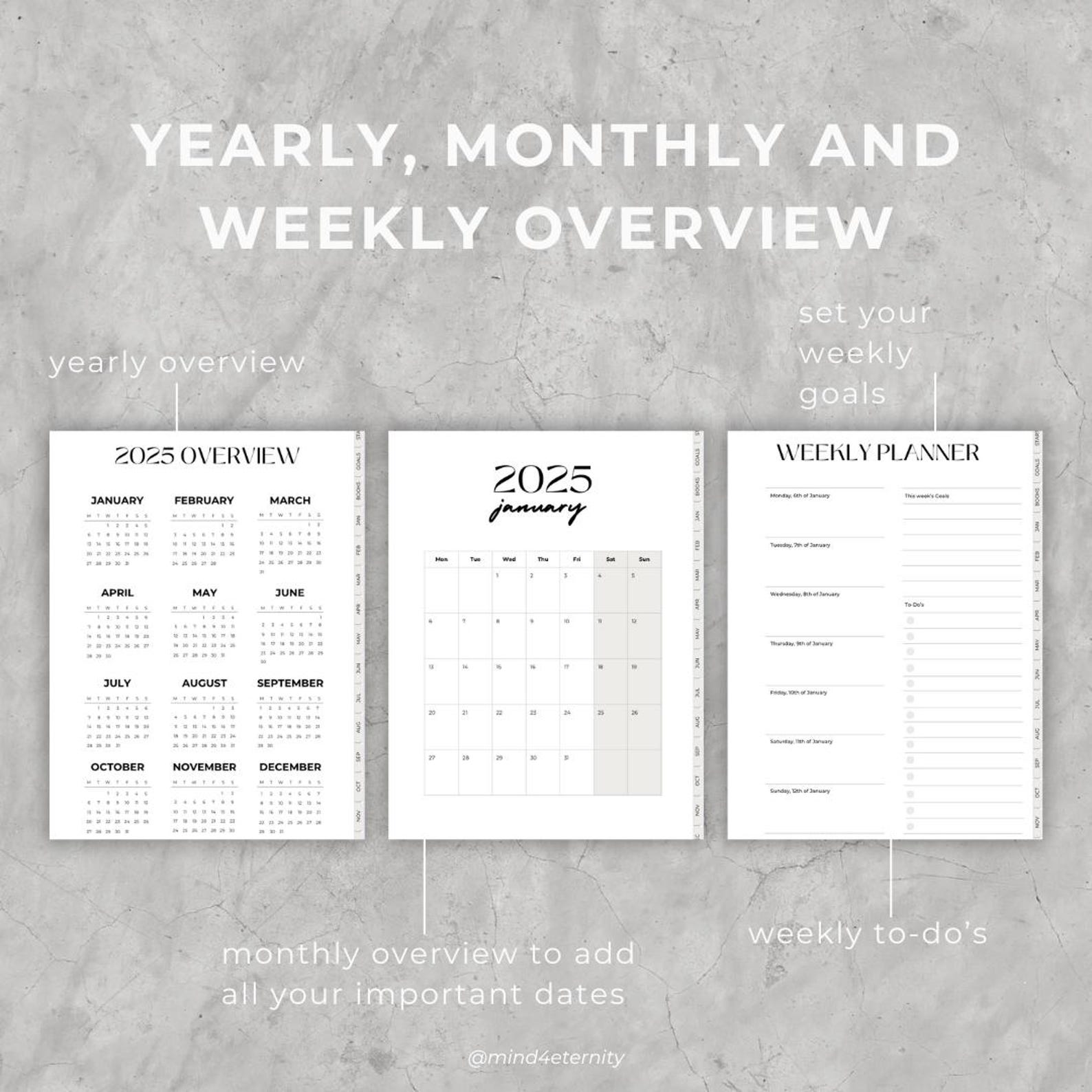 2025 Digital Planner: Dated and Hyperlinked | Monthly and Weekly ...