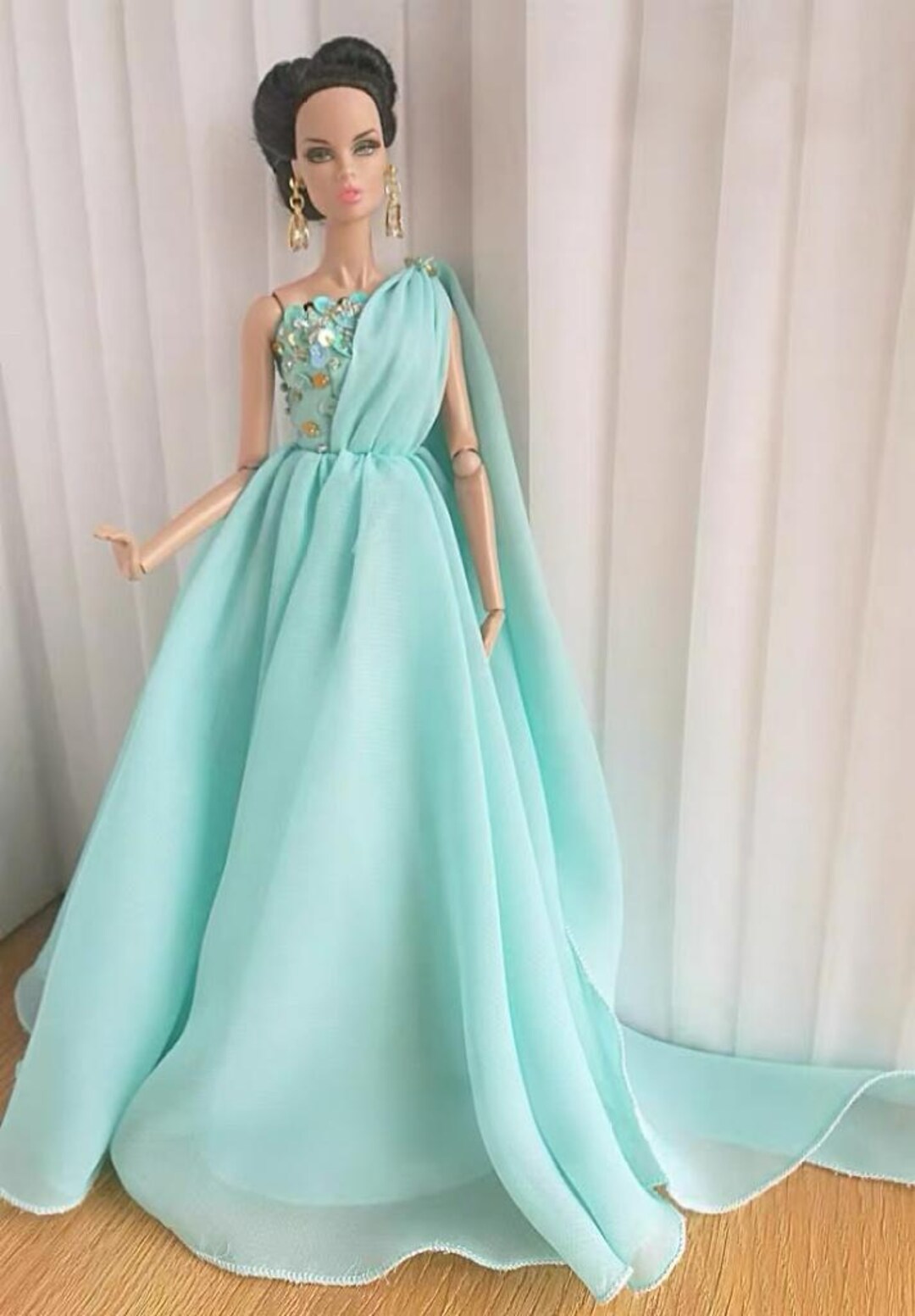 30cm Fashion Doll Beaded Sequin Chiffon Gown, 1/6 BJD 12" Doll Handmade ...