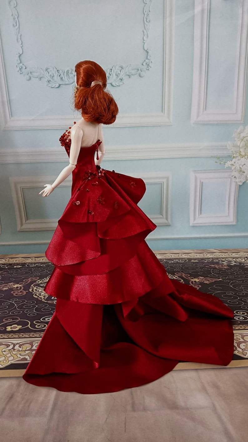 30cm Fashion Doll Gown, Handmade Slit Long Evening Dress With Layered ...