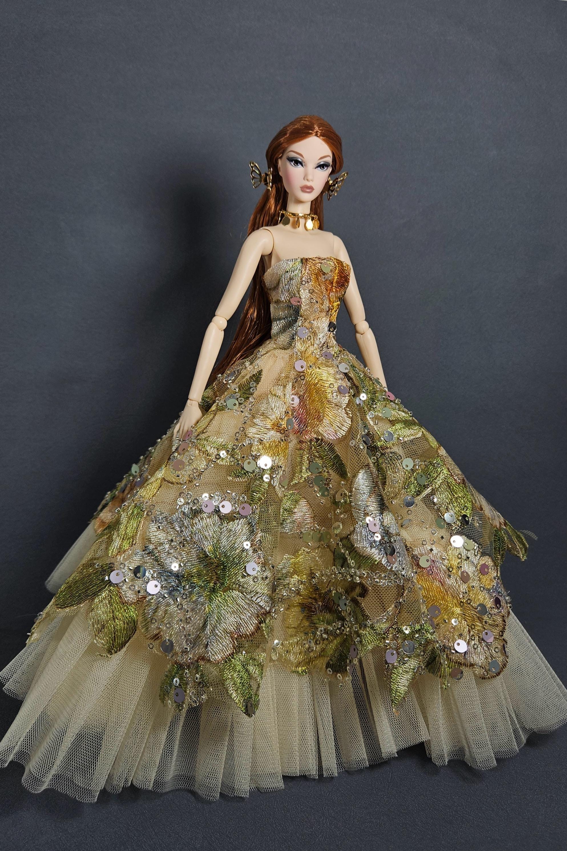 30cm Fashion Doll Embroidered & Beaded Dress/princess Clothes/ball Gown ...