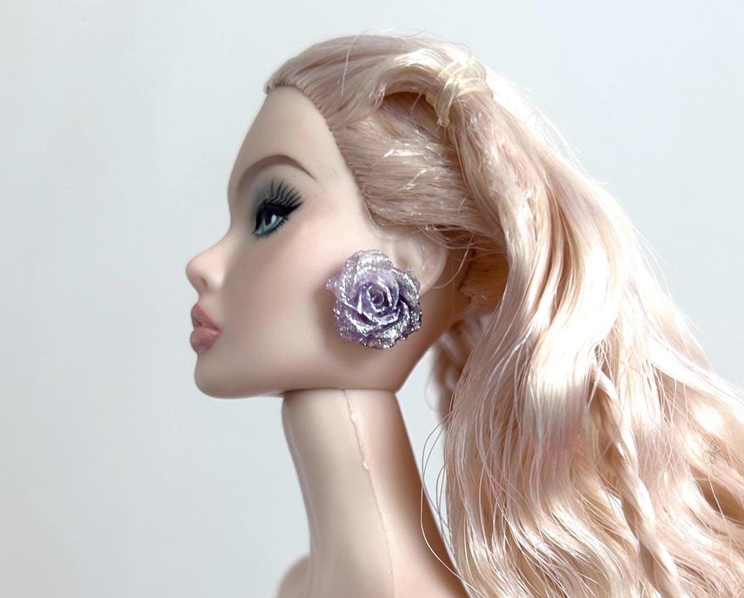Shimmery Glitter Rose Doll Stud Earrings for Integrity Toys and 1/6 ...