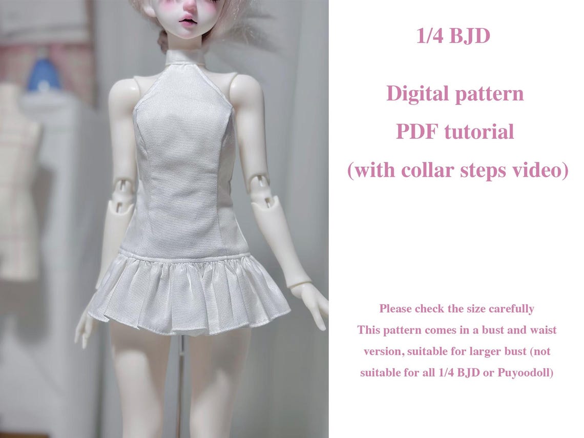 1/4 BJD Clothes Pattern, 1/4 BJD Clothes Tutorials, 1/4 Scale Doll Short Dress Pattern, 1/4 Bjd ...