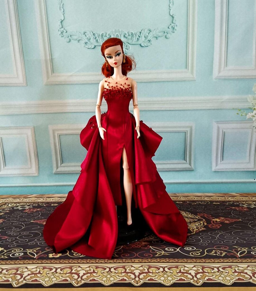 30cm Fashion Doll Gown, Handmade Slit Long Evening Dress With Layered ...