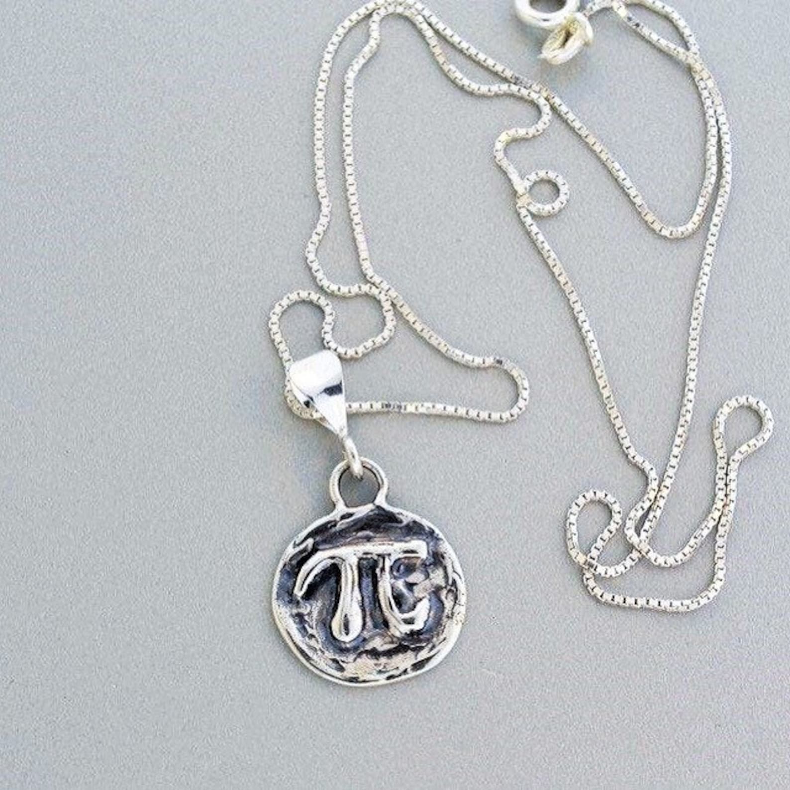 PI Charm, Sterling Silver, PI Symbol, Unisex Necklace , PI Day, March ...