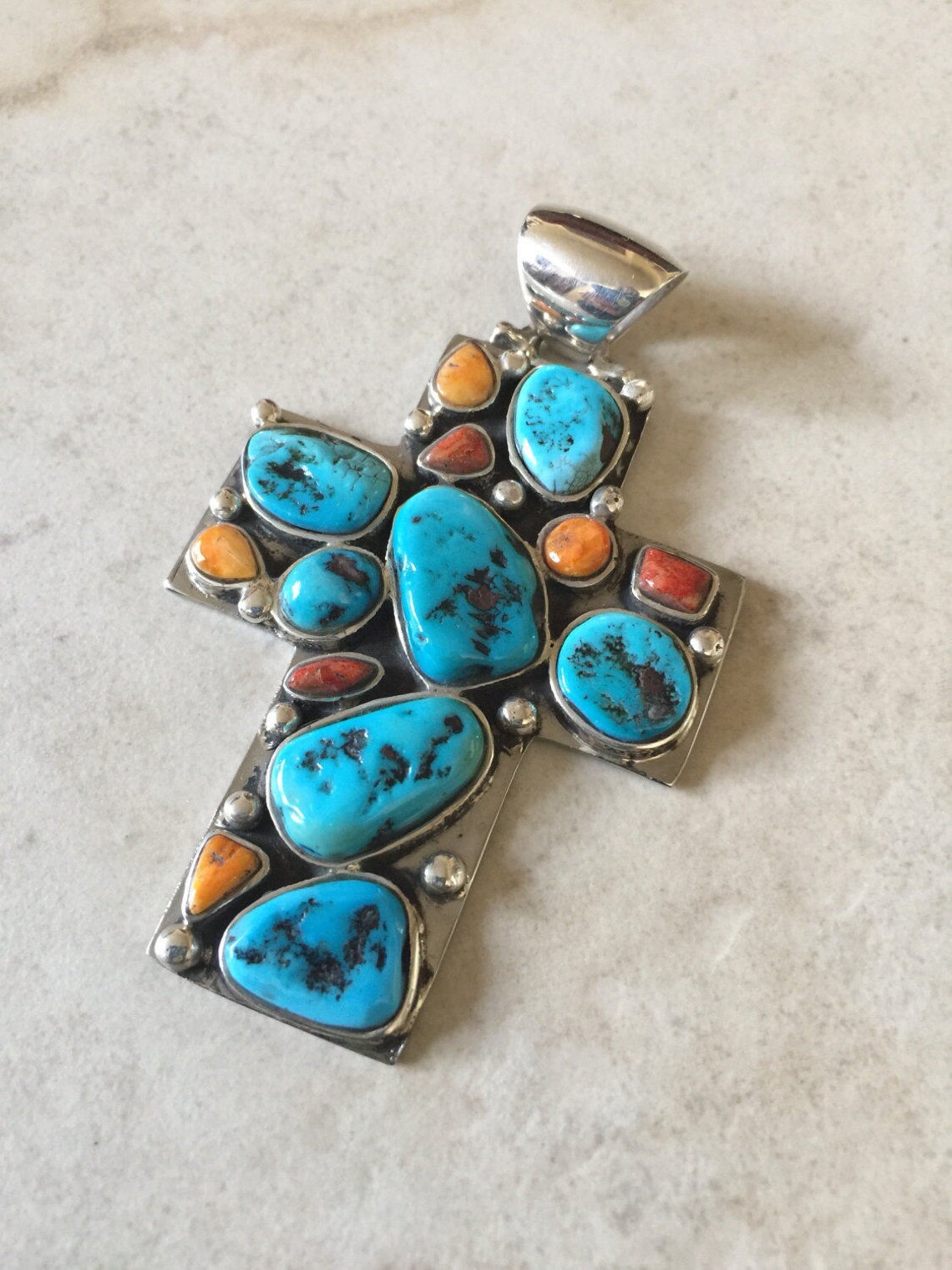 Turquoise Cross Cross Necklace Cross Pendant Statement - Etsy