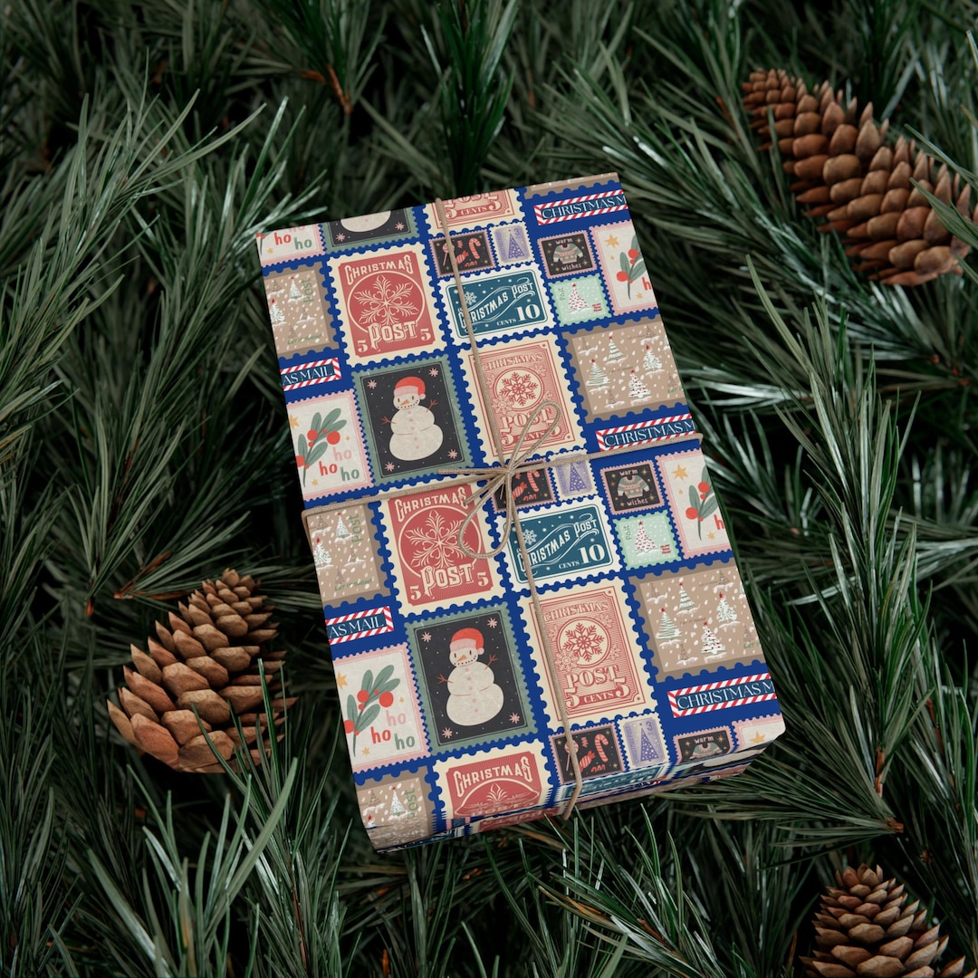 Stamp Design Wrapping Paper Christmas Themed Wrapping Paper Gift ...