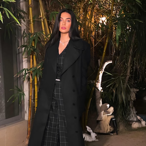 Black Wool Trench Long Women - Etsy UK