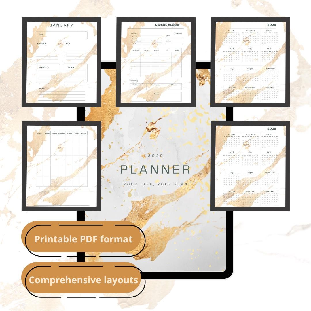 2025 Yearly Planner Printable PDF for Goal-setting, Budgeting, and ...