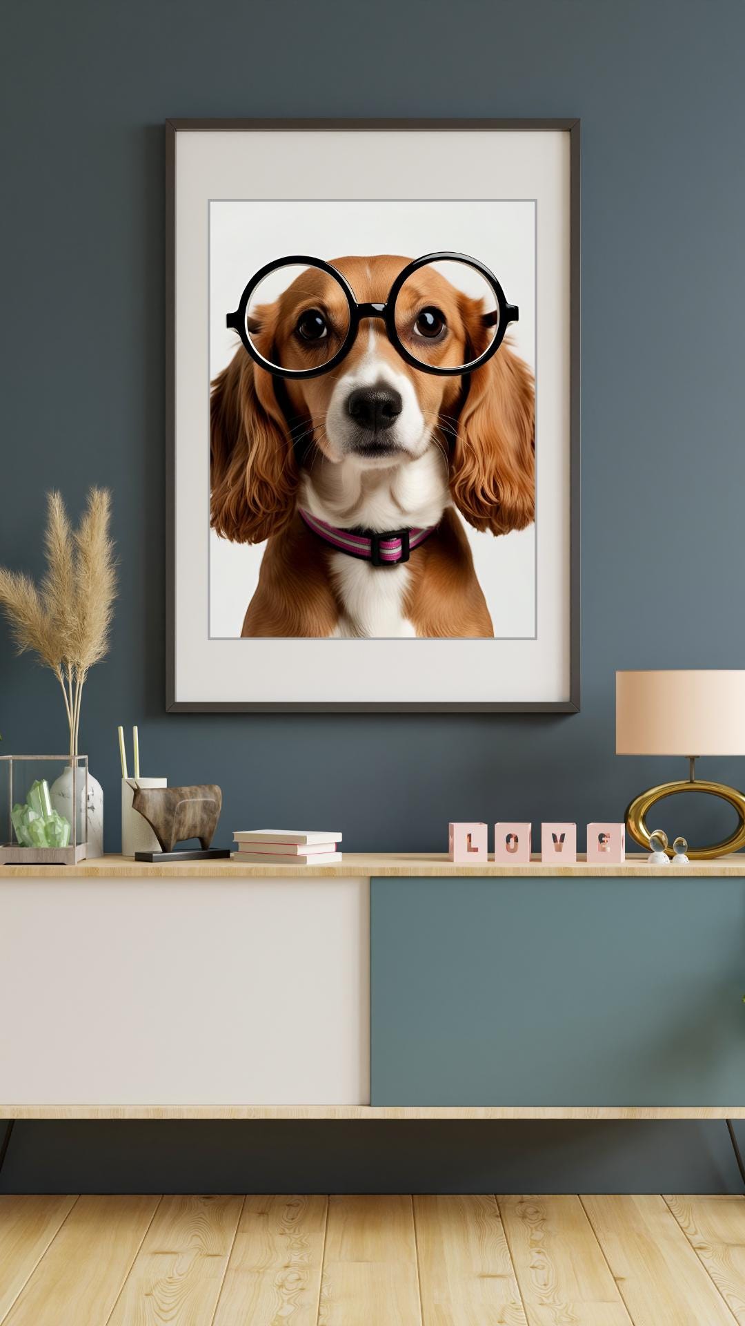 Digitales Poster – Bunter Hund Mit Runder John-lennon-brille – Pop Art ...