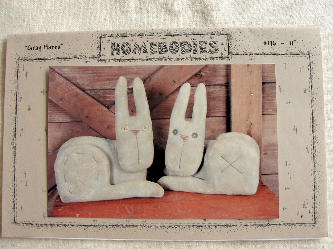 Primitive Rabbits Sewing Craft Pattern Gray Hares by Homebodies Rustic ...