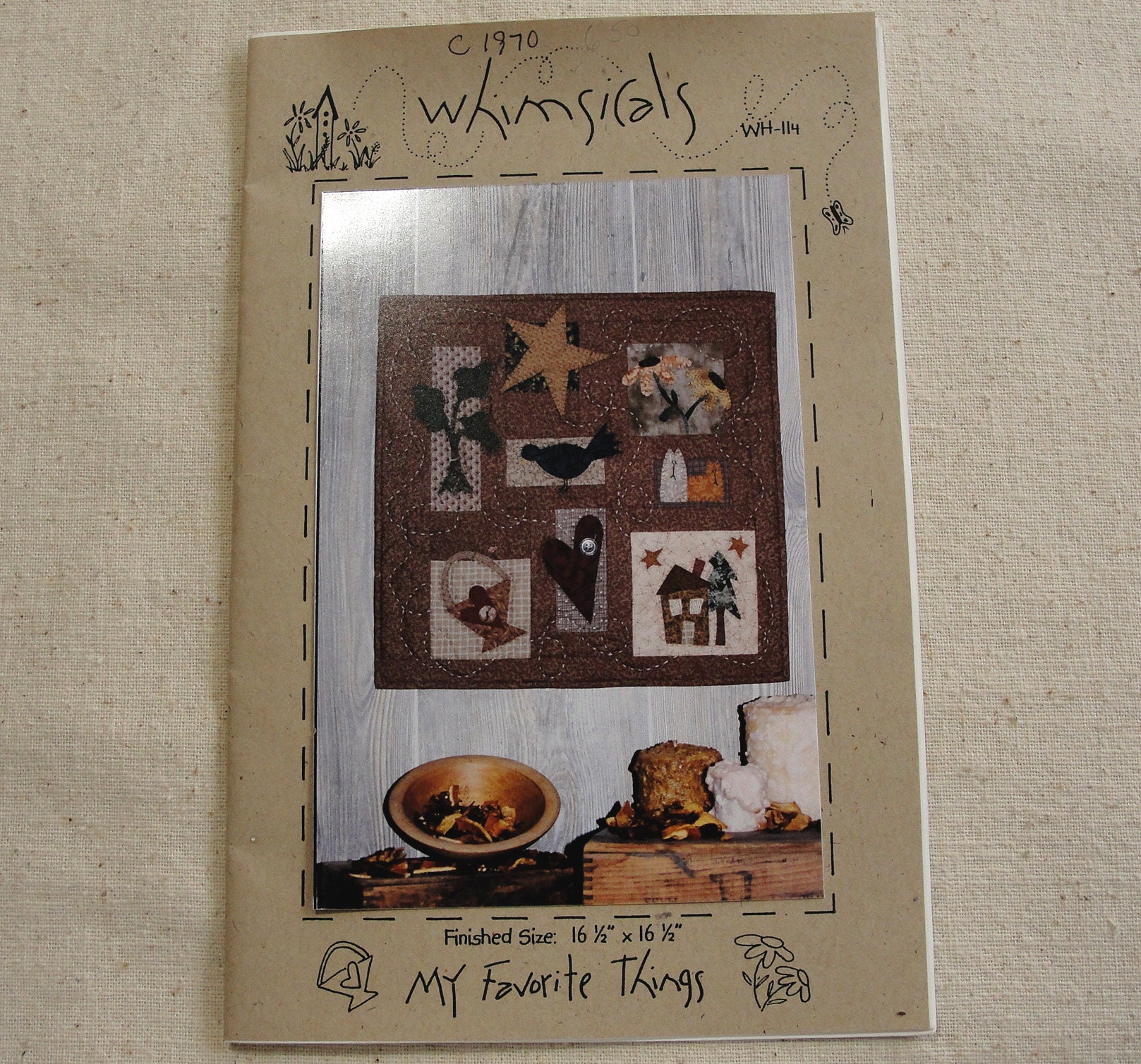 Primitive Wall Quilt Pattern Cats, Bird Crow, Saltbox House, Cone ...