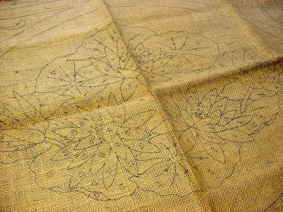 Vintage Rug Hooking Pattern Stamped Water Lilies on Linen Burlap ...