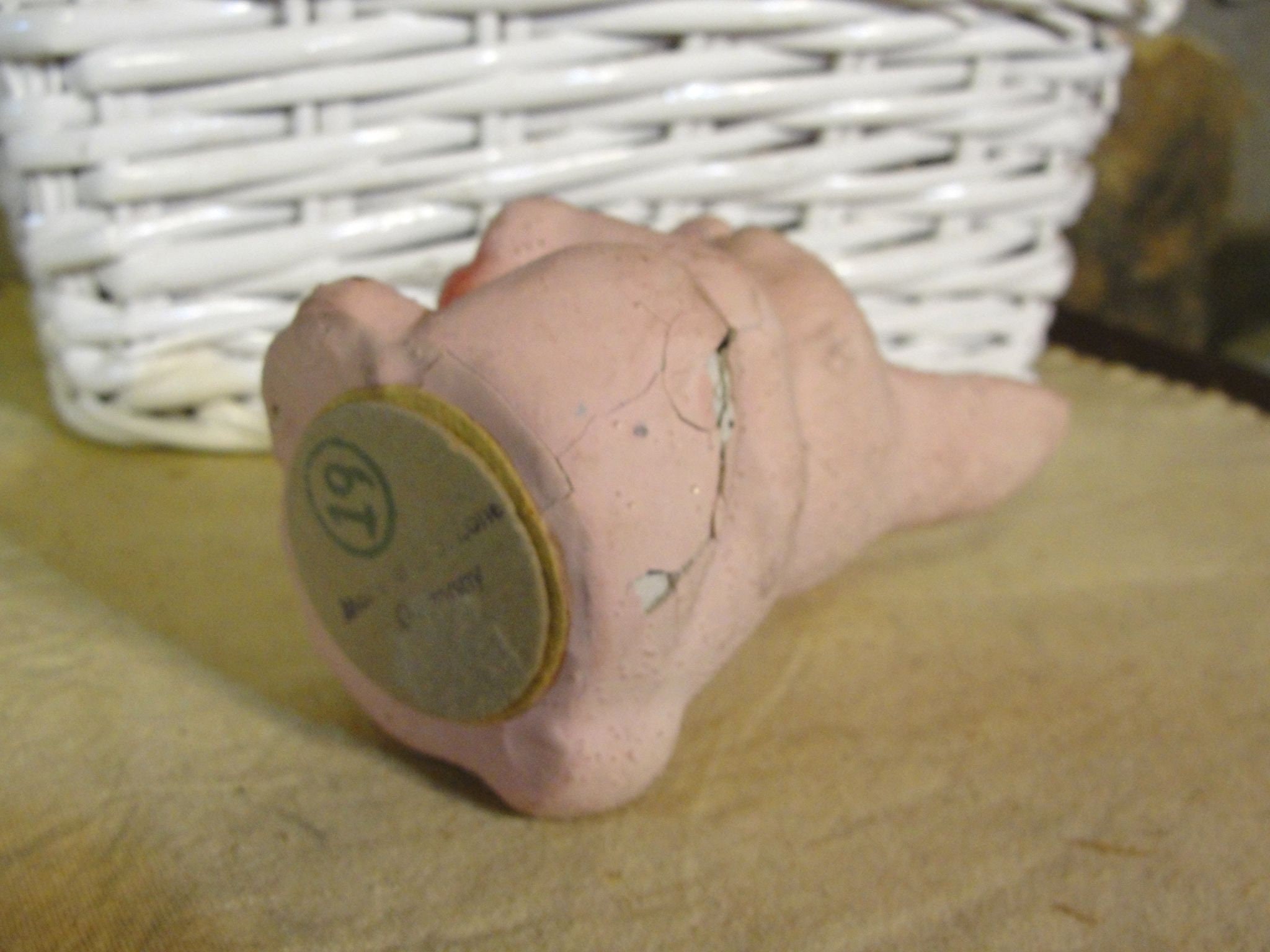 Antique German Bunny Rabbit Pink Paper Mache, Plaster 1940's Made in US ...