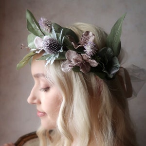 Rhiannon Thistle Crown, Floral Hair Wreath, Laurel Headpiece, Bridal ...